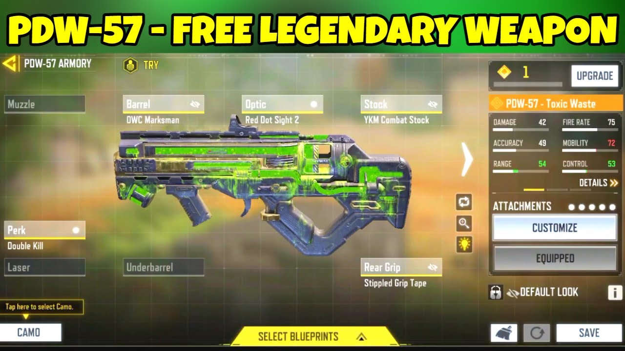 PDW-57 - TOXIC WASTE FREE Legendary Weapon | CODM SEASON 6 UPCOMING NEW ...