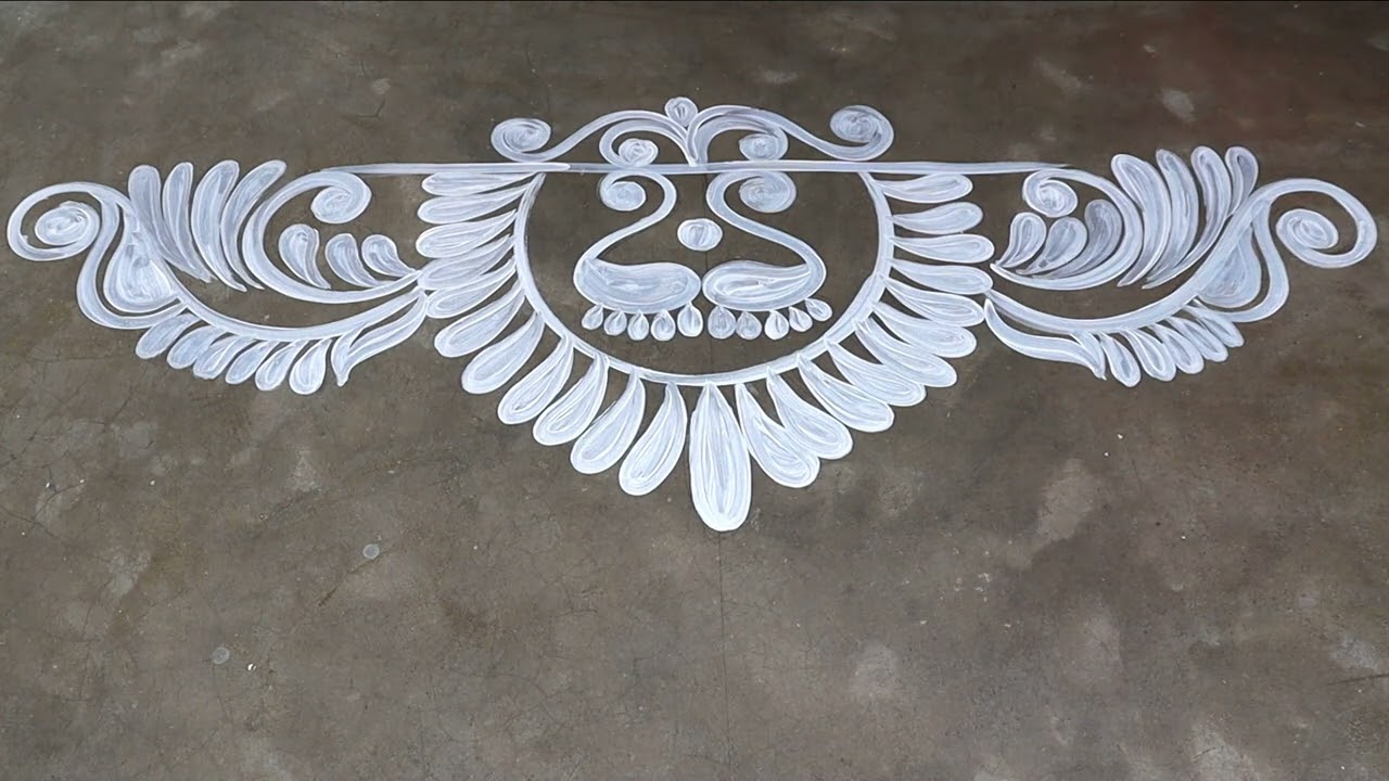 very easy alpona design for laxmi puja / laxmi pada rangoli/ jhoti ...