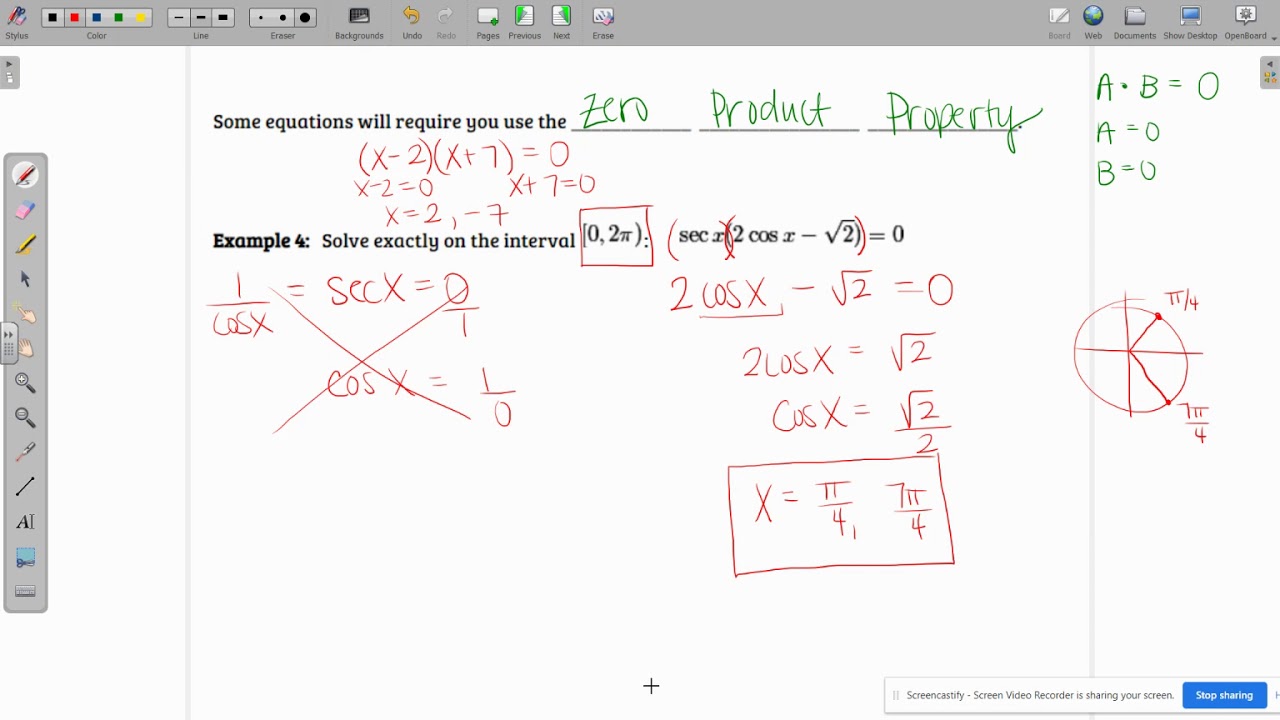 Solve Trig Equations with the Zero Product Property - YouTube