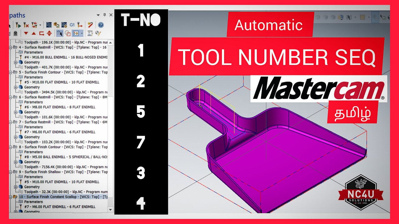 How to Auto Edit Tool Sequence Number in Mastercam -Tamil - Mastercam - CNC Training Coimbatore ...