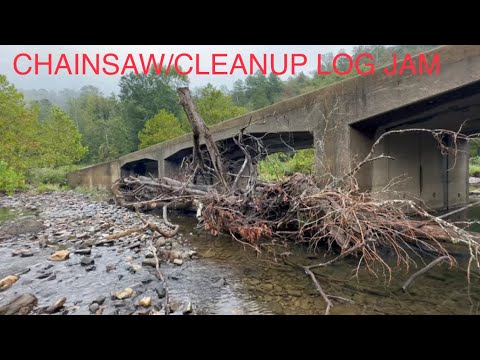 cleaning up and cutting up huge log jam 09/2023 - YouTube