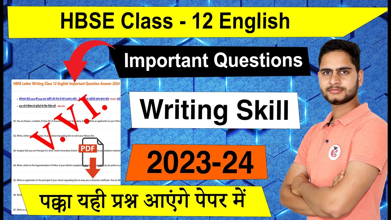 Class 12 English Writing Skill Important Question Answer 2024 || HBSE ...