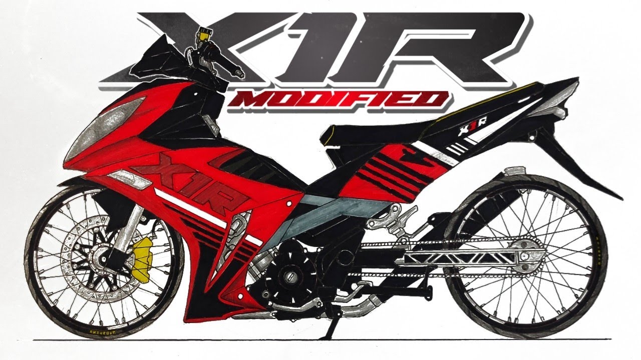 Cara nak lukis motor X1R modified || lukis motor X1R - YouTube