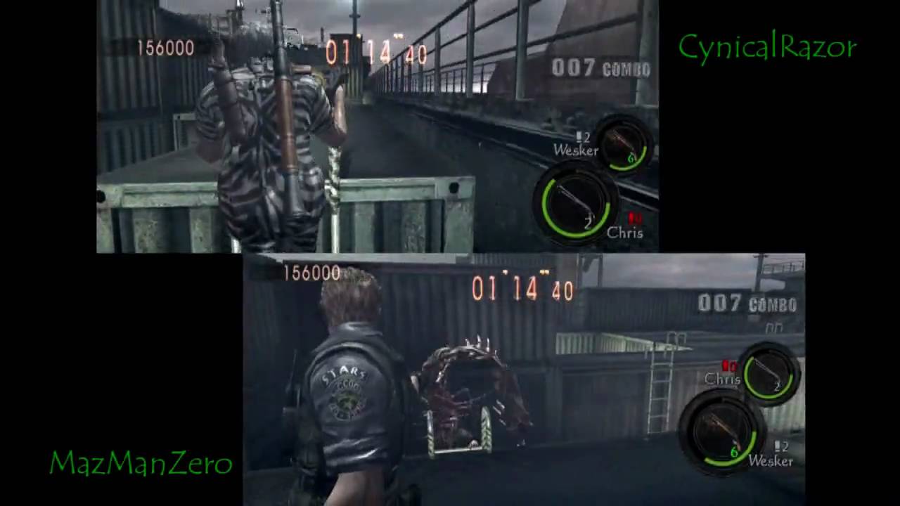 Resident Evil 5 - Mercenaries (Split Screen) - SS Rank - Ship Deck ...