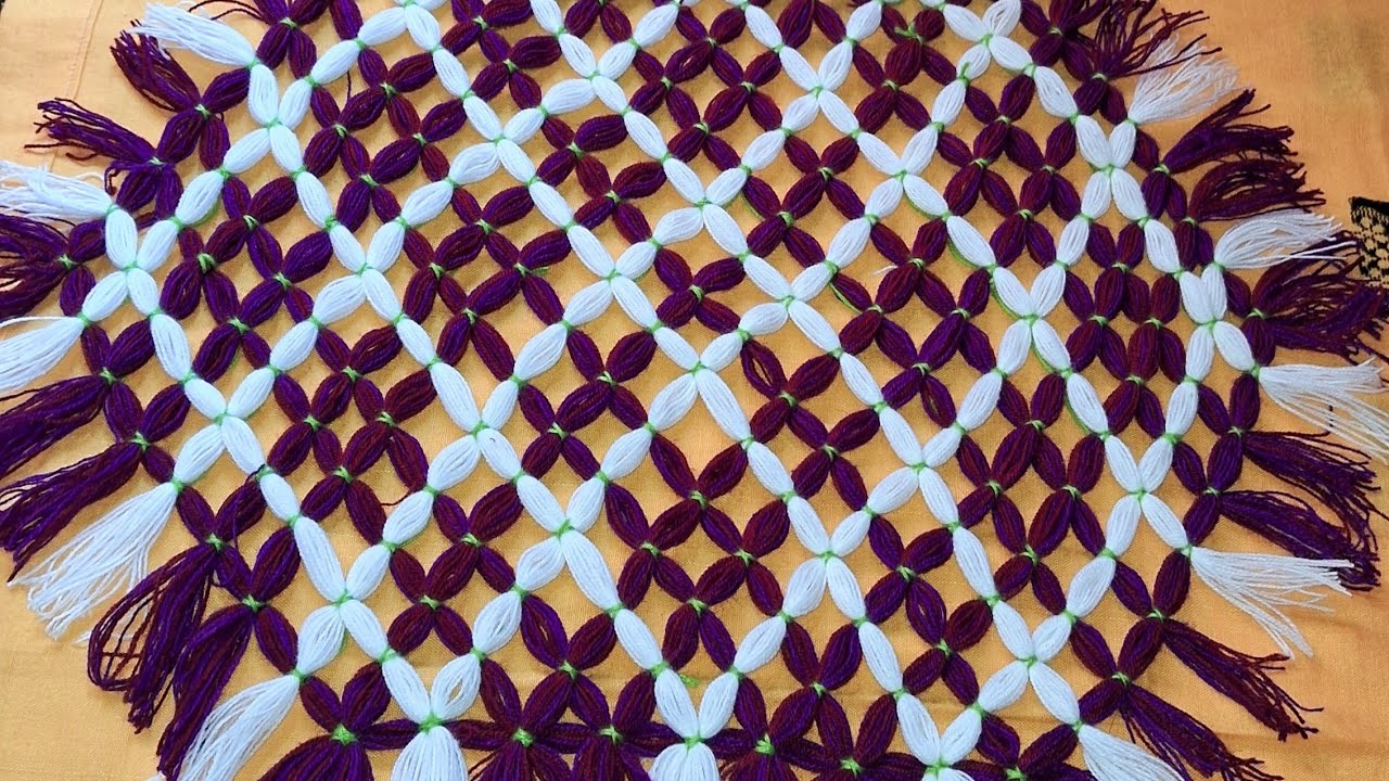 new design woolen table mat, making in wooden frame #woolen cloth ...