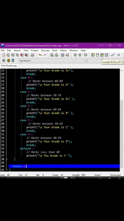 Grading program in c #codinglife #coding #clanguage #shortfeed - YouTube