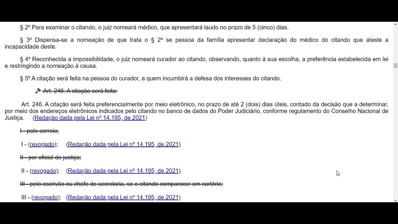 CPC- ARTIGO POR ARTIGO- Art. 240, § 4° - Art. 246, § 2° - YouTube
