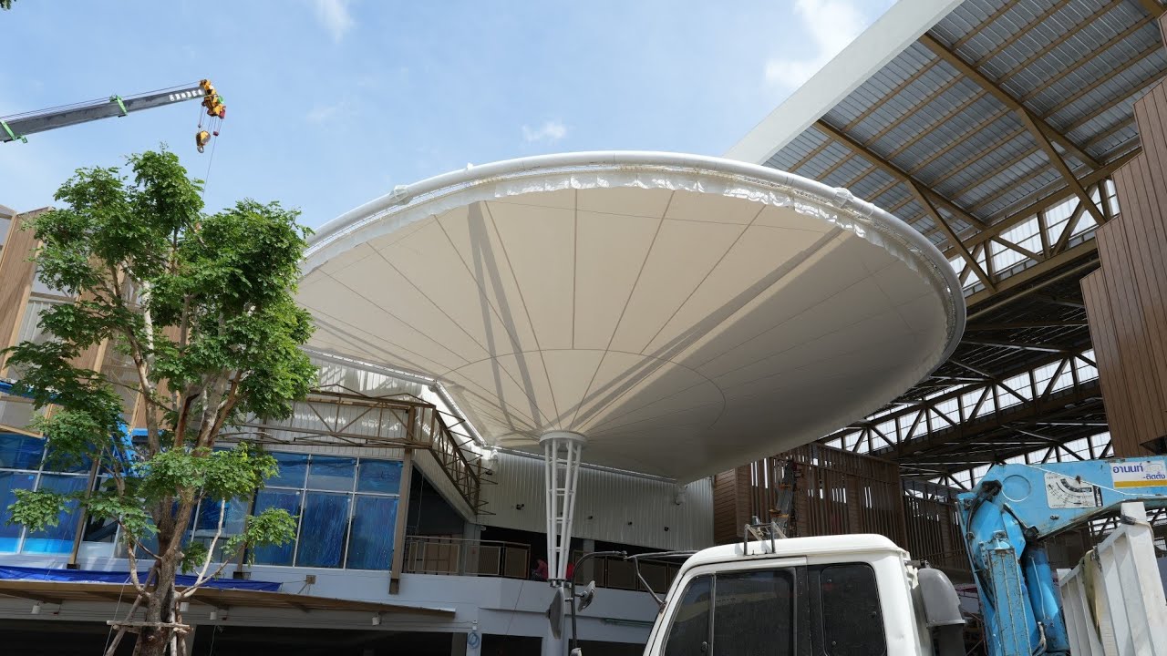 Tensile Structure - JAS green village Prawet Bangkok - YouTube