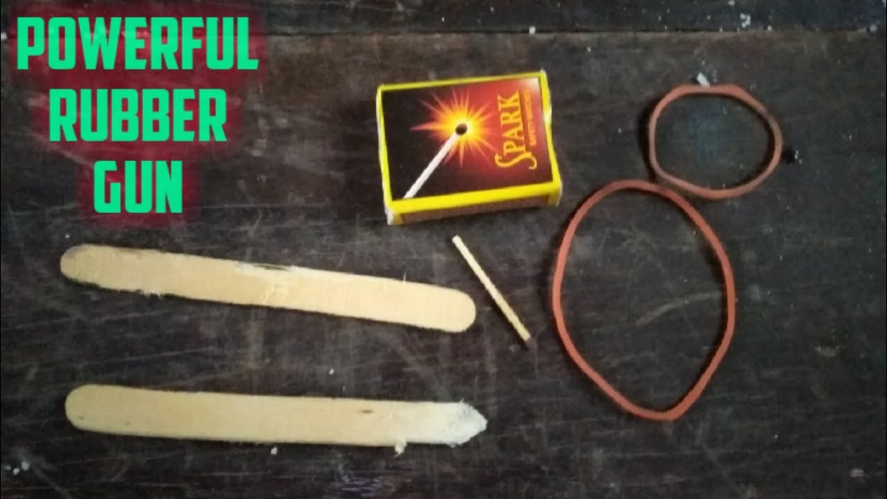 Simple and powerful Rubber band Gun - YouTube
