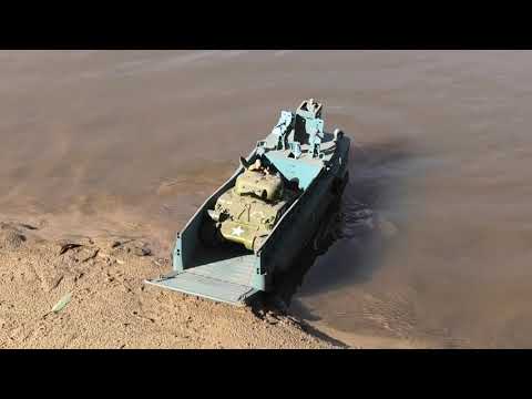 RC Bancroft 1/16 LCM3 landing craft with Sherman tank - YouTube