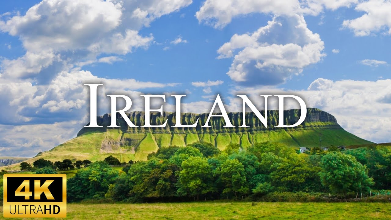 FLYING OVER IRELAND (4K UHD) - Relaxing Music Along With Beautiful ...