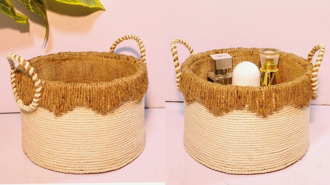 Unique Style of Weaving a Jute Basket / Diy Craft Ideas / Rope Storage ...