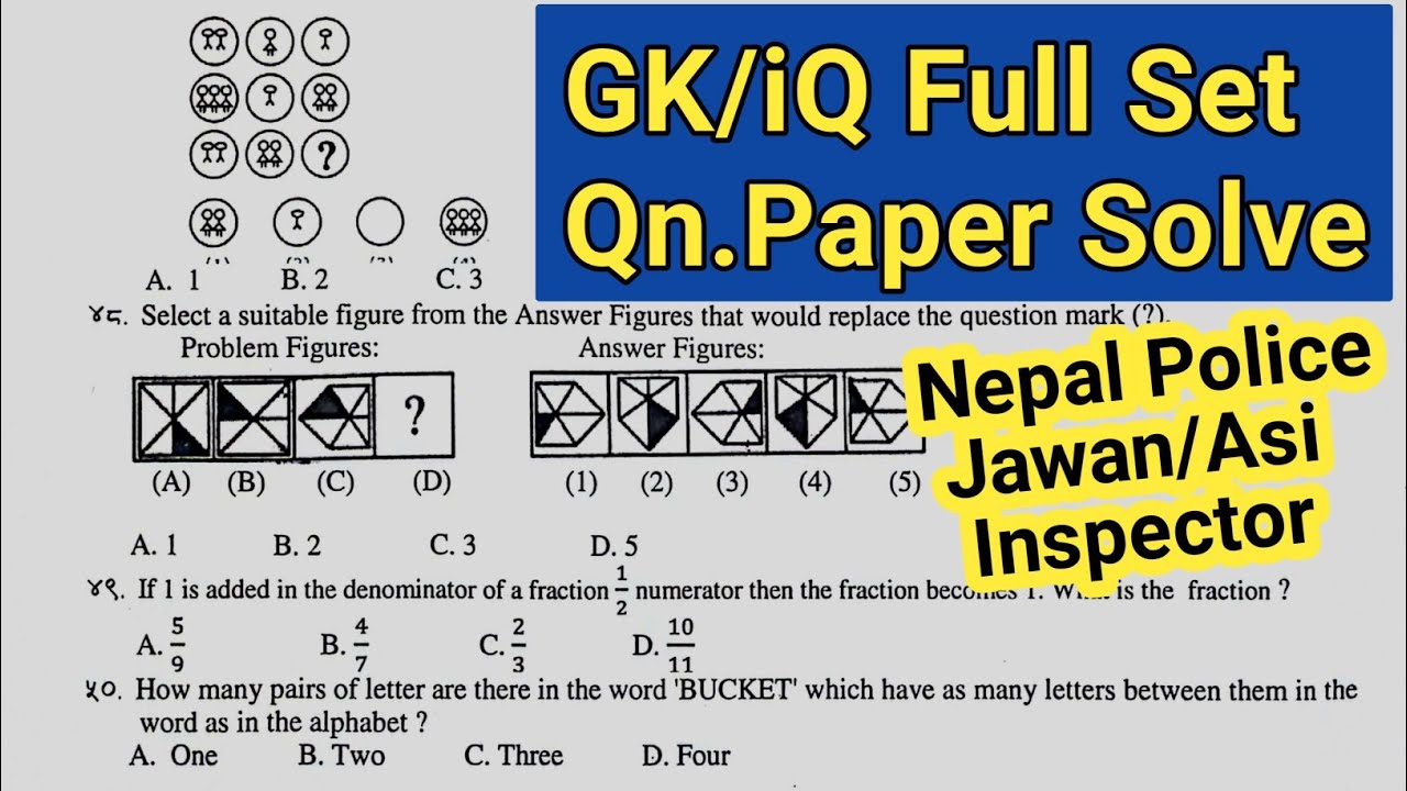 Nepal Police Model Question Paper | ASI/Inspetor GK-iQ Full Set Solve ...