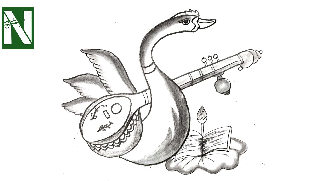 Veena Drawing || Sitar Drawing || How To Draw Veena || How To Draw ...