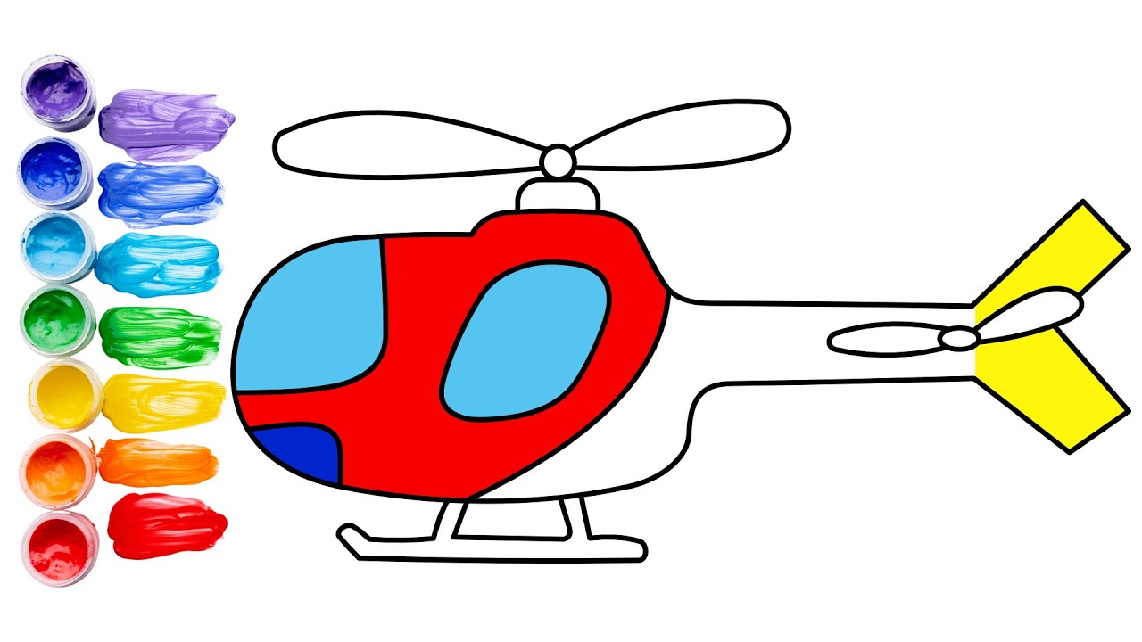 Helicopter Drawing | Coloring & Painting | Tutorial for kids - YouTube