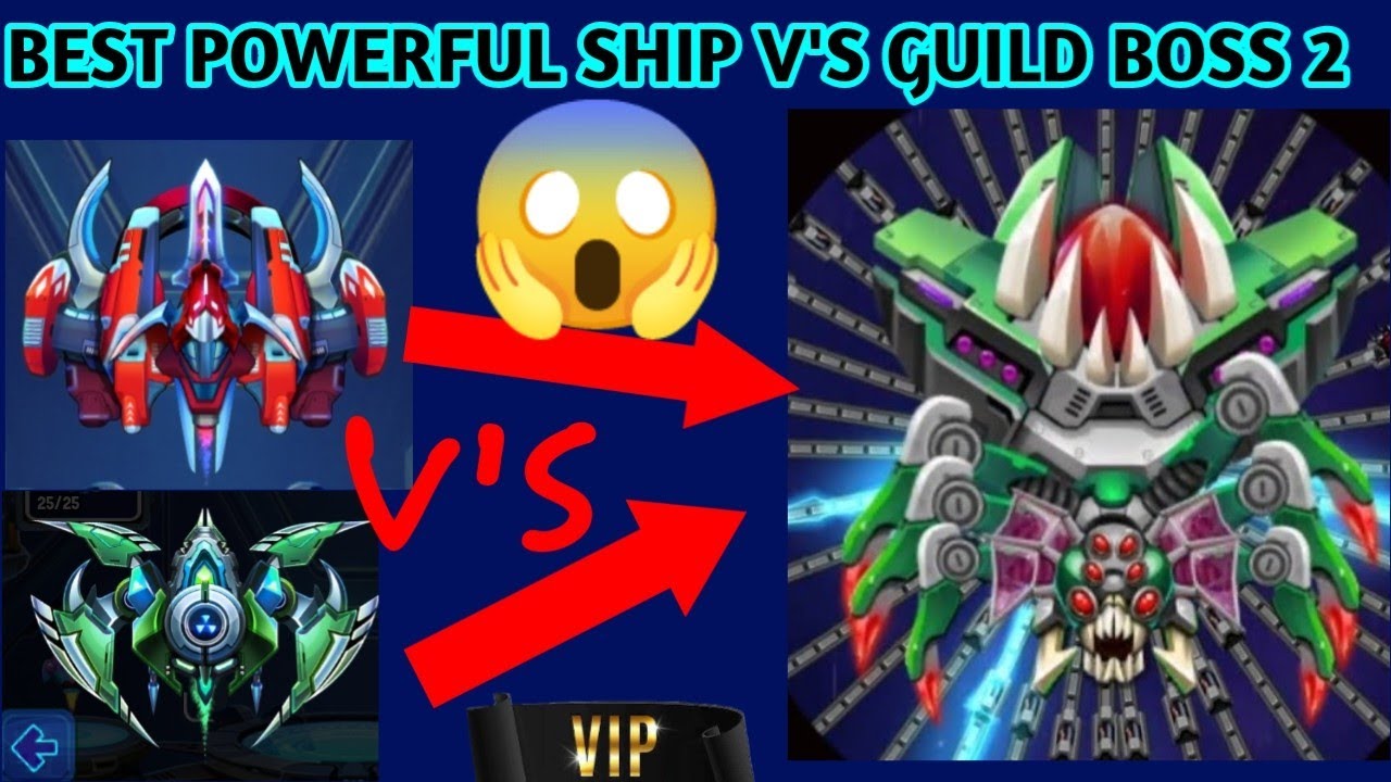 Space Shooter Gameplay to Best Powerful Ship V'S Guild BOSS 2 😎😎😎.Max ...