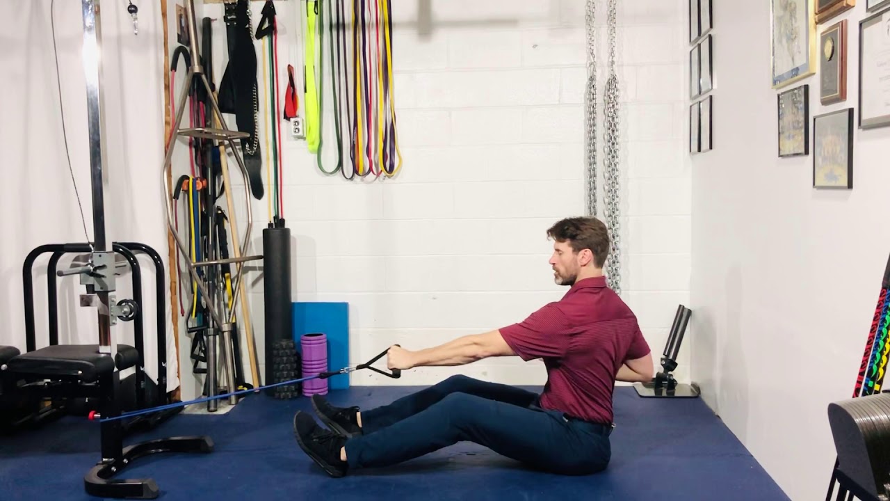 Band Seated Single Arm Alternating Row and Reach - YouTube