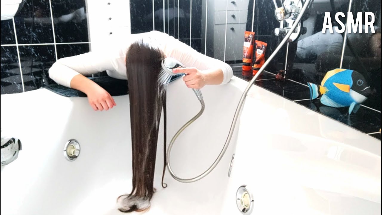 ASMR Hair Wash | Washing My Long Hair Forward | Hair Washing No Talking ...