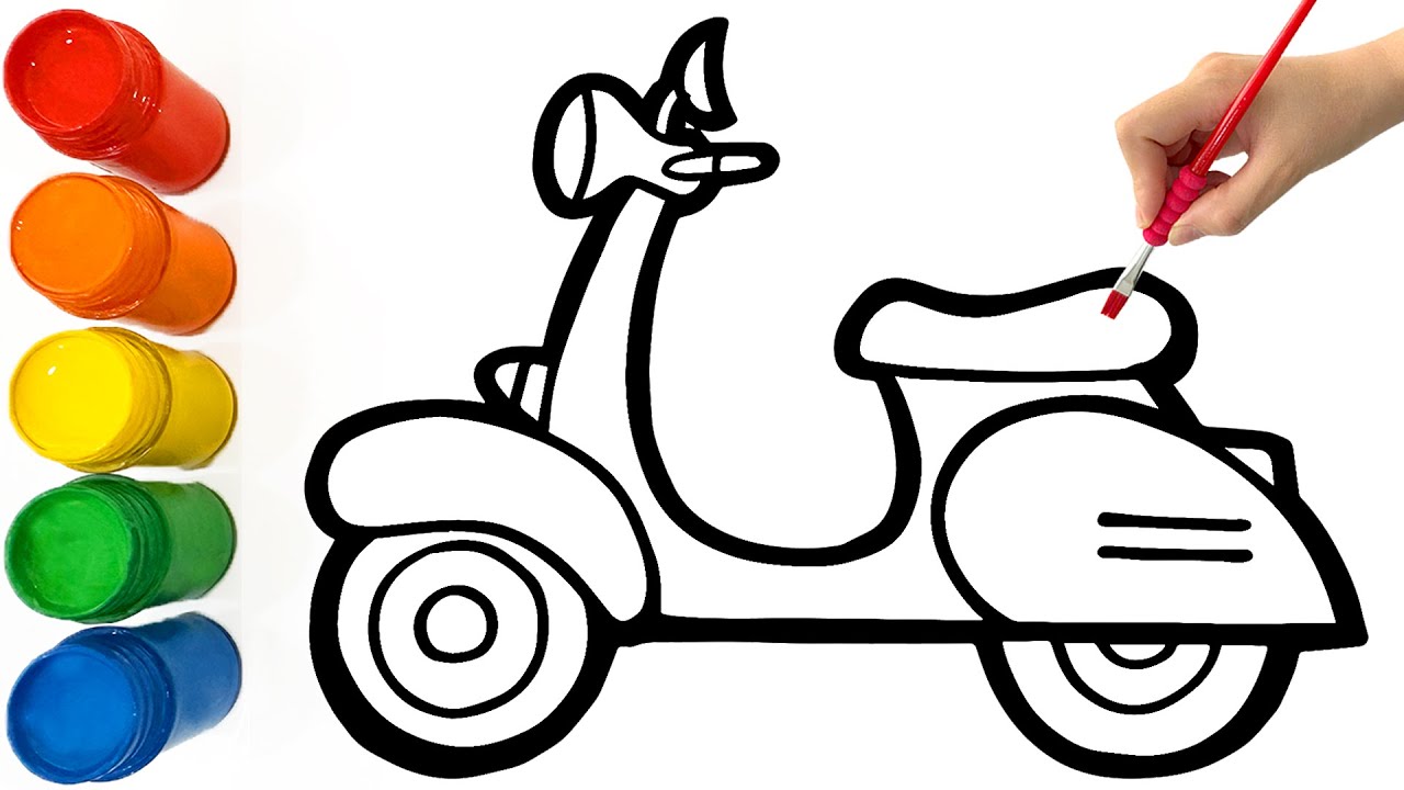How to Draw a Scooter Motorcycle | Easy Step By Step - YouTube