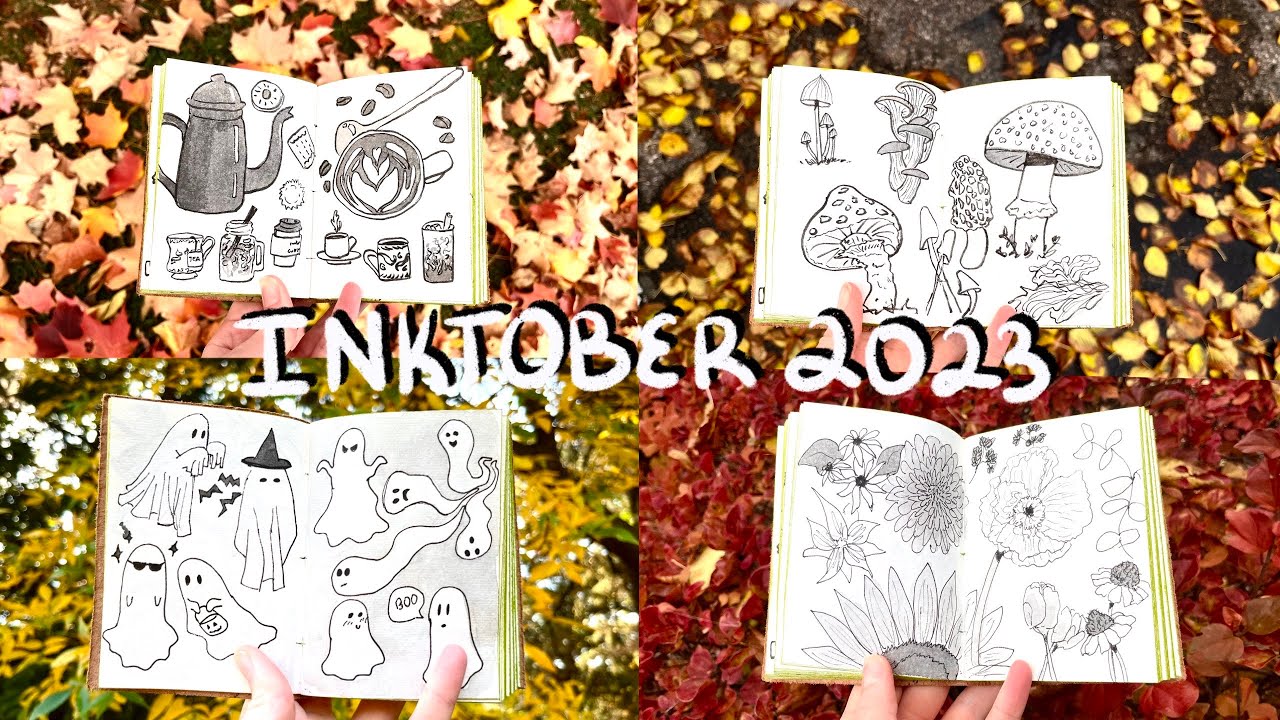 drawing every day | inktober 2023 sketchbook tour - YouTube