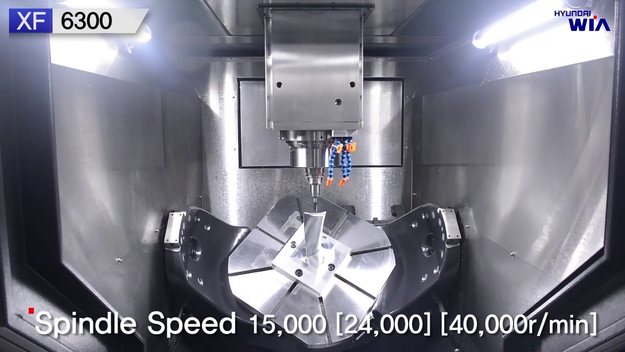 Hyundai Wia CNC Machine Tools Demo Cut: XF6300 5 Axis Vertical ...