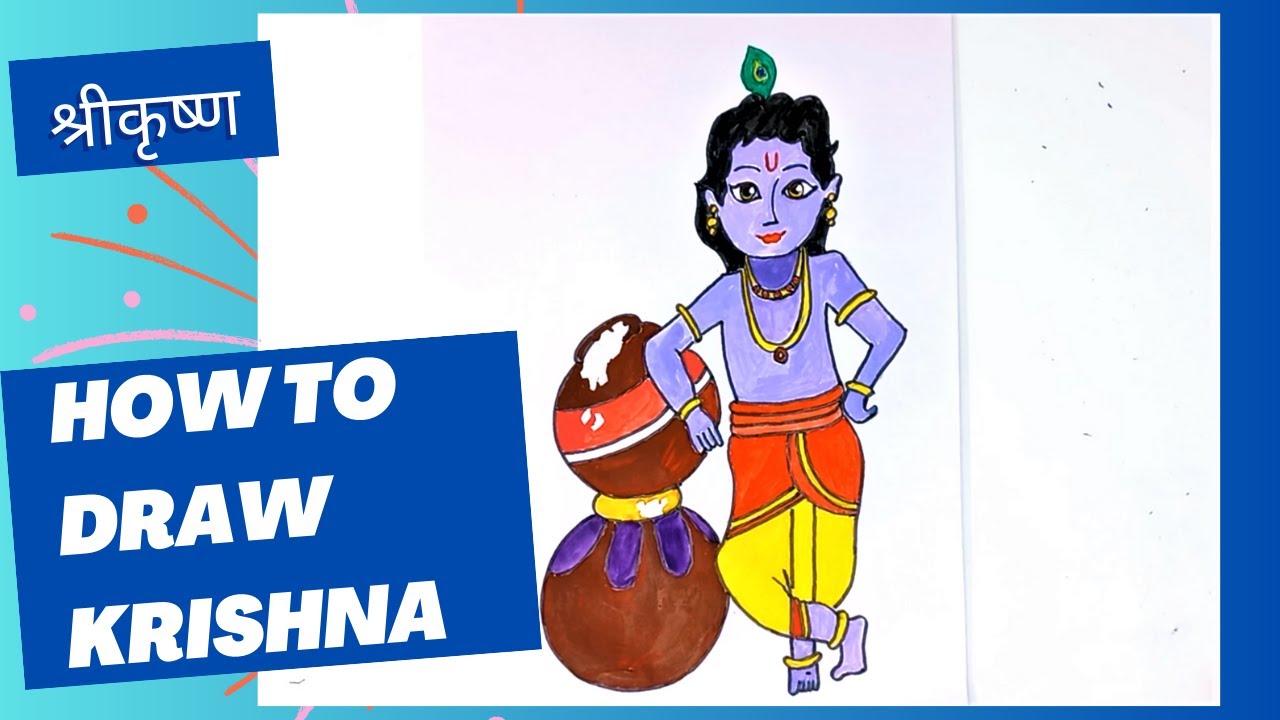 How to Draw Krishna Easy Drawing Step by Step Shri Kishan Kanhaiya ...