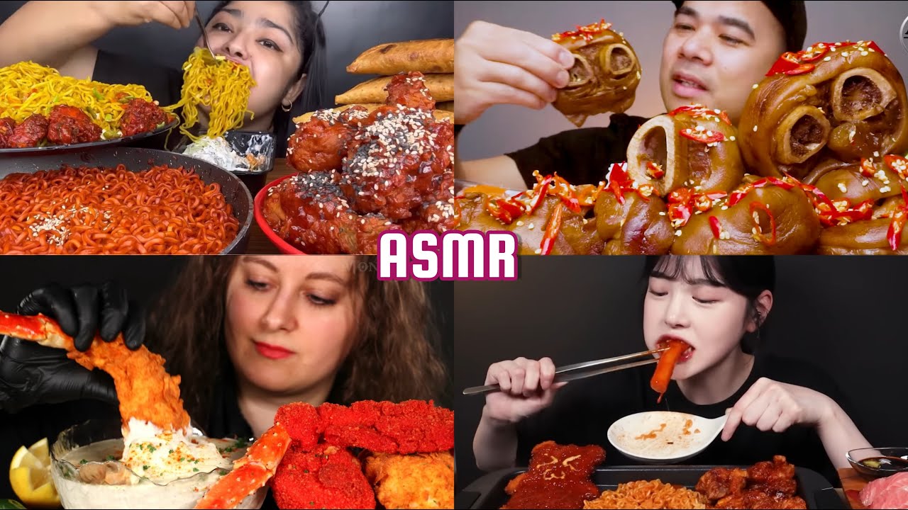 ASMR MUKBANG Eating Spicy noodles and Seafoods| ASMR eating - YouTube