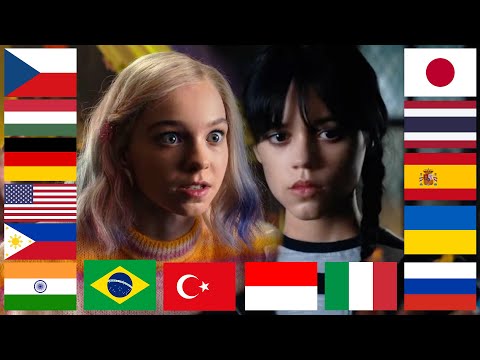 Wednesday Addams & Enid Sinclair in 18 Different Languages 🖤