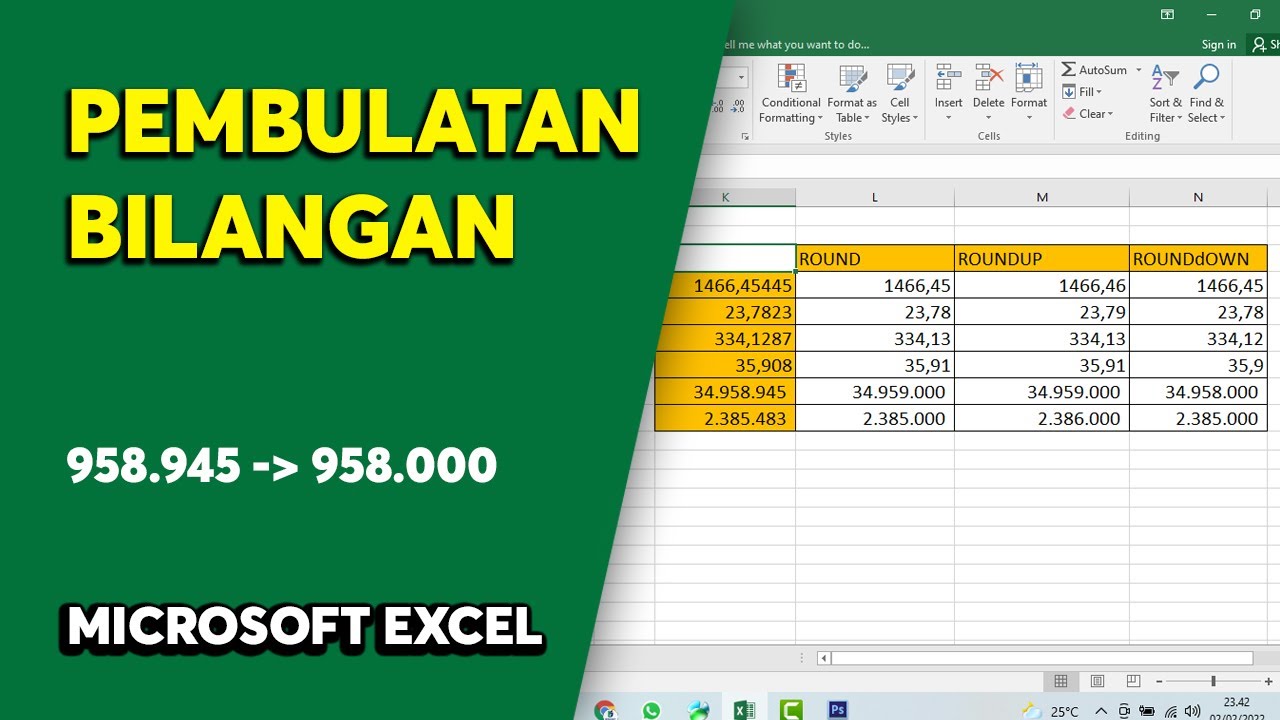 Cara Melakukan Pembulatan Bilangan di Microsoft Excel - YouTube