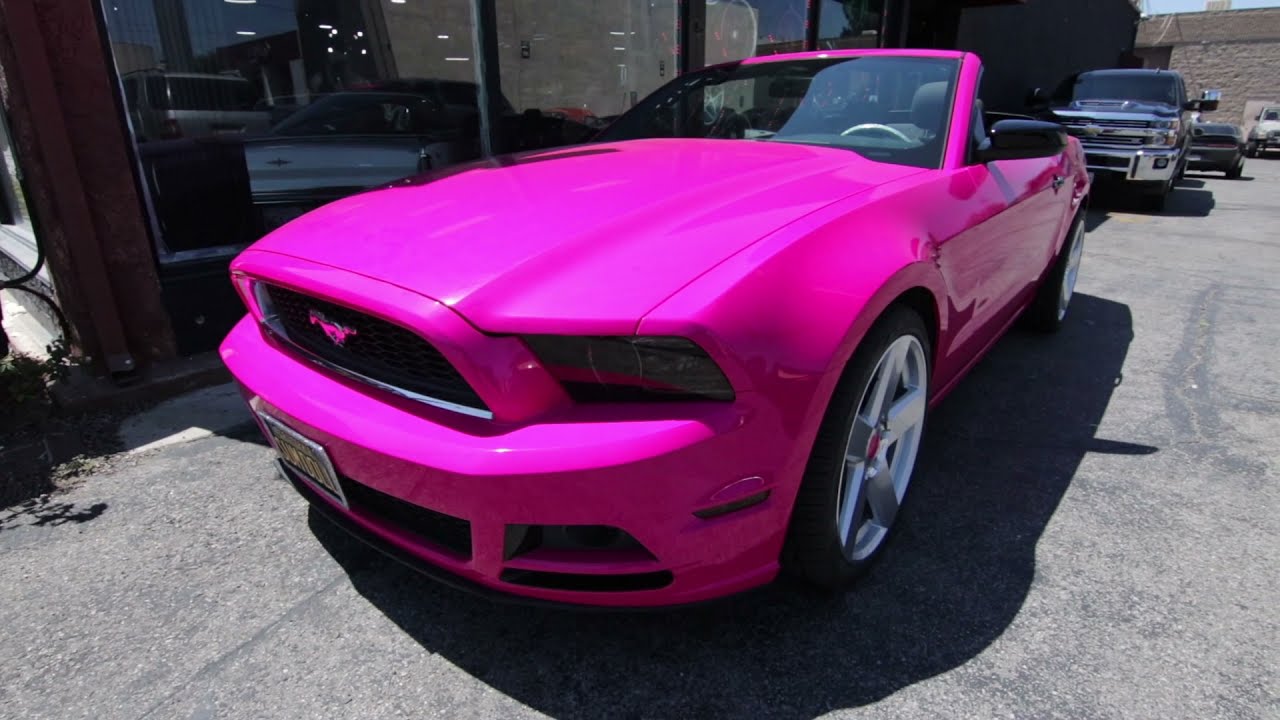 Ford Mustang Convertible Wrapped in Hot Pink! - YouTube