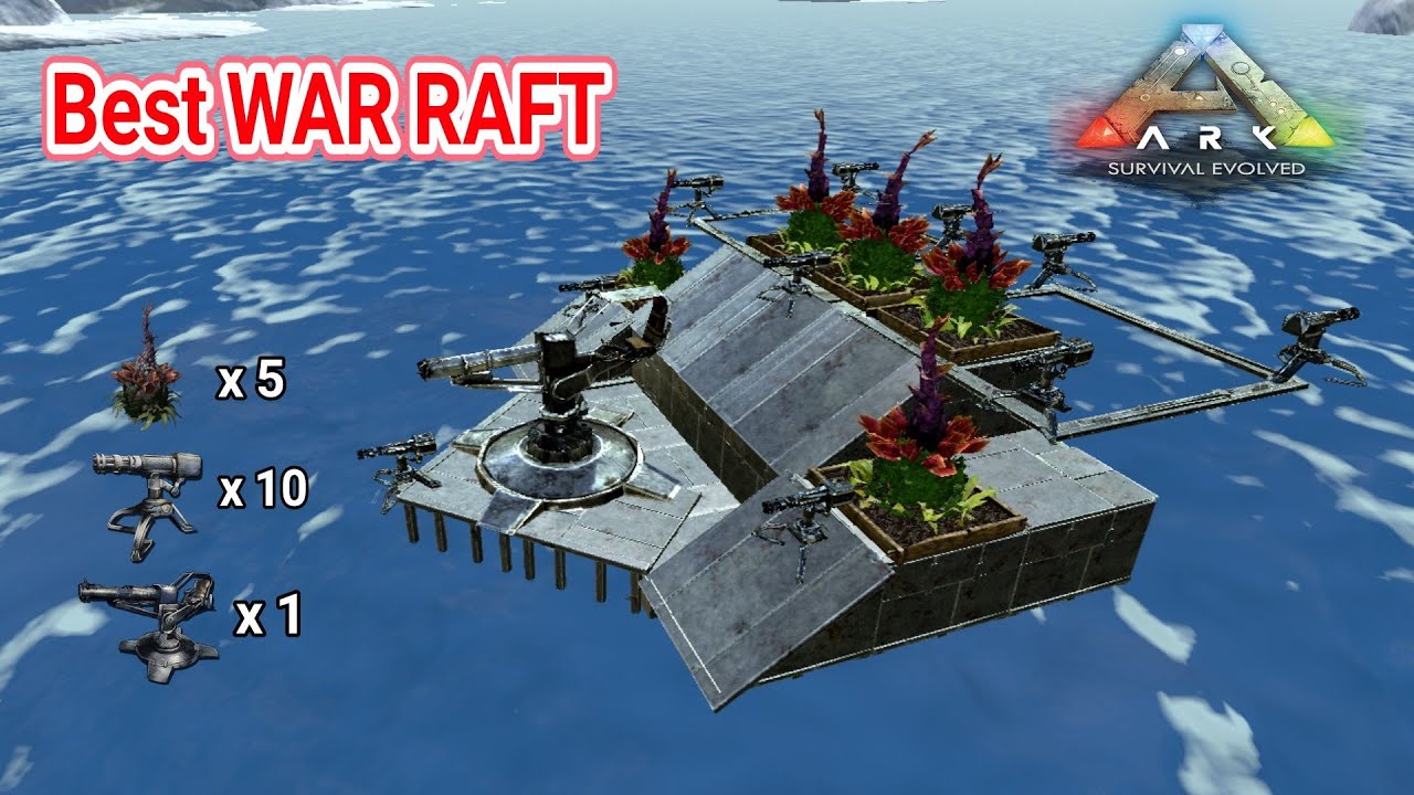 Ark Survival Evolved Mobile BEST PVP RAFT With Turret, And Rocket - YouTube