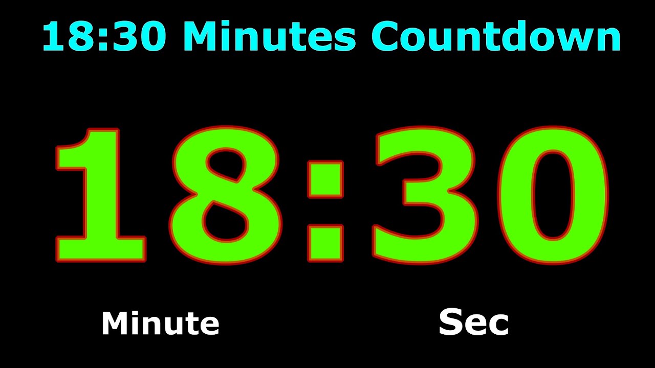 18:30 Minutes Countdown | Digital Clock | 18:30 Minute Alarm | Eighteen ...