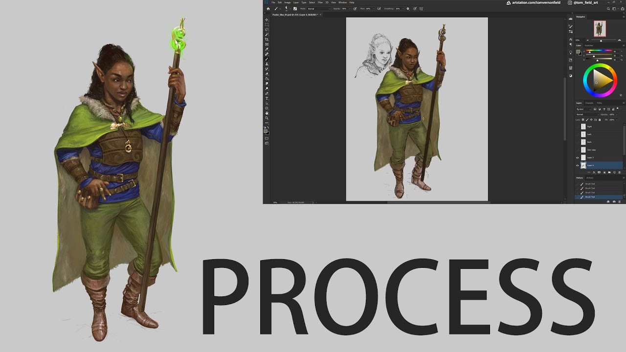 Taking a Sketch to Final Illustration Full Process - YouTube