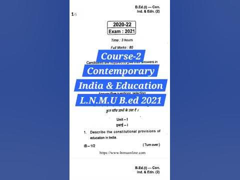 Course-2 Contemporary India & Education | Lnmu B.ed First Year Question Paper 2021 | #lnmu # ...