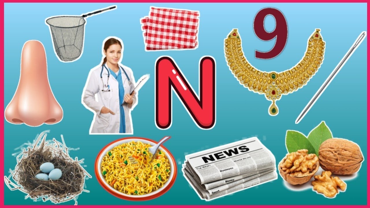 Learn Alphabets For Kids | Words that start with N | words starting ...