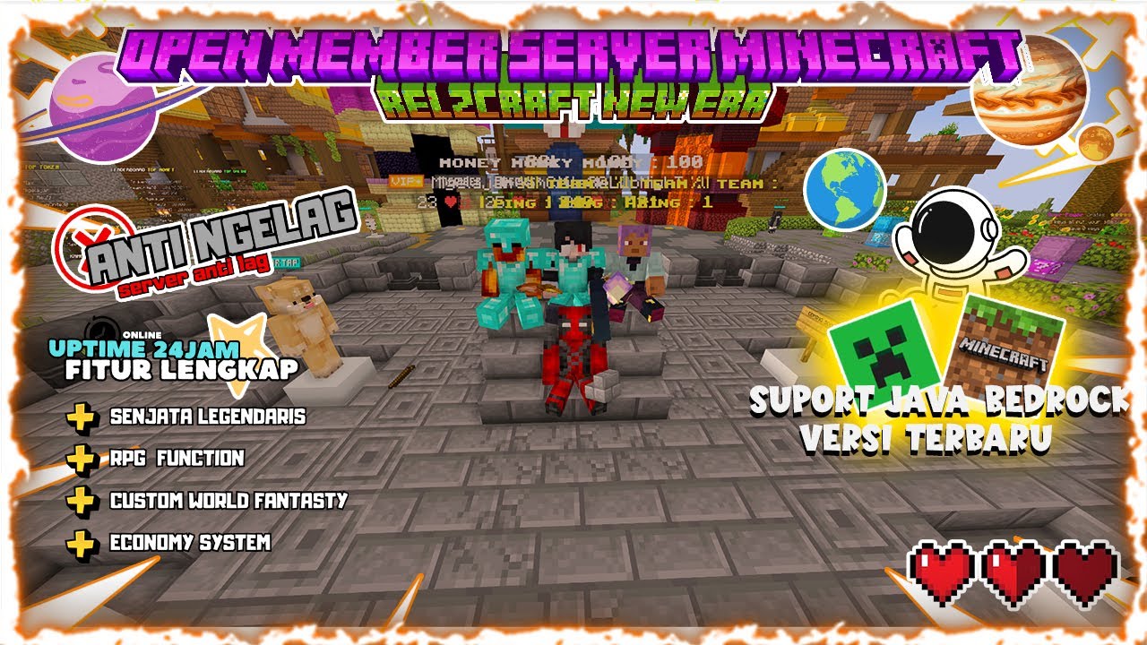 OPEN MEMBER SERVER MINECRAFT TERBAIK 2024 (RELZCRAFT) | FITUR LENGKAP ...