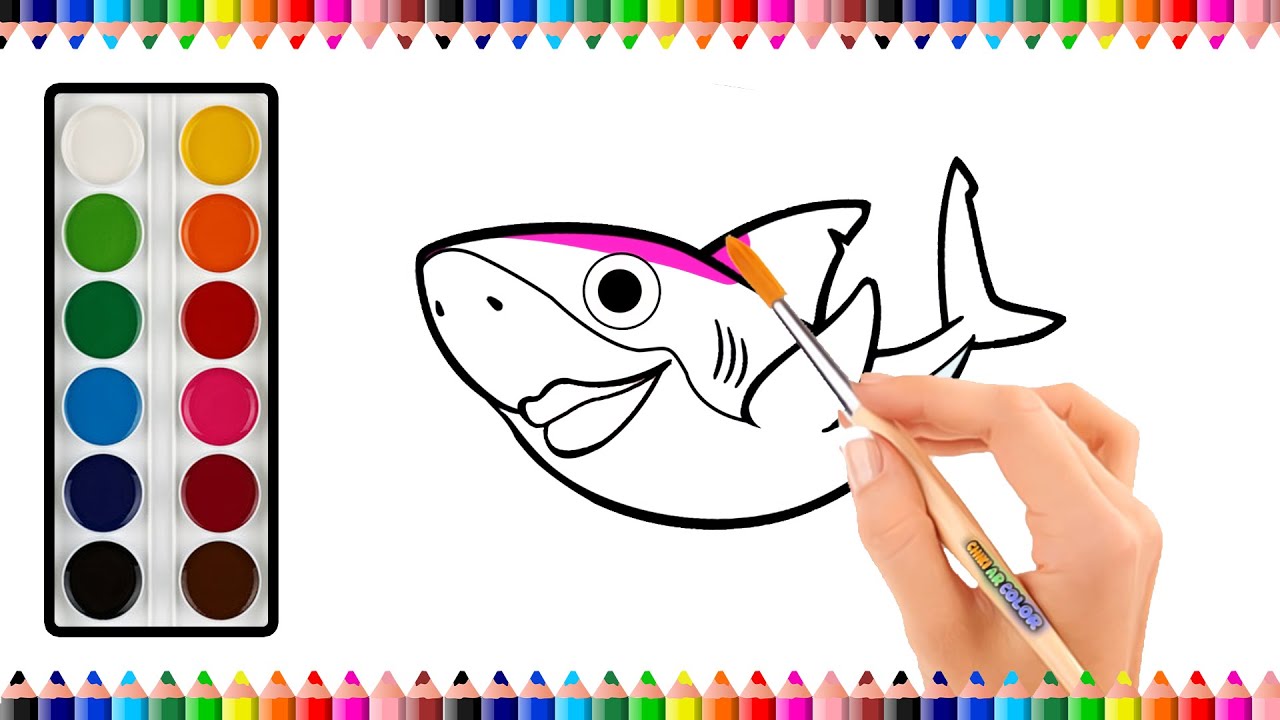 Pink Mommy Shark Drawing, Painting and Coloring for Kids - YouTube