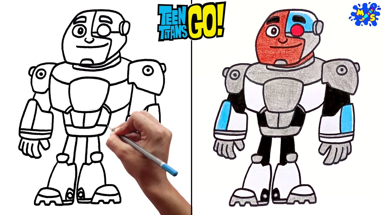 Teen titans go Drawing || How to draw Cyborg from teen titans go - YouTube