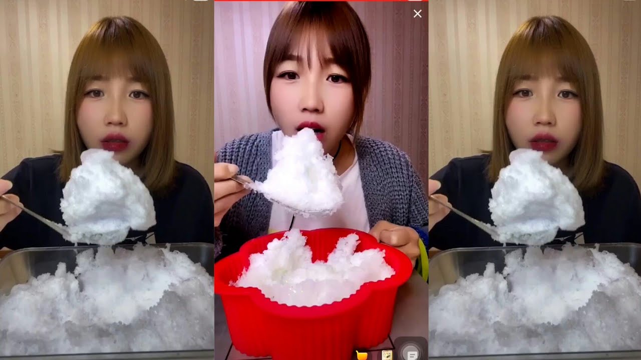 ASMR WHITE SHAVED ICE #asmr #asmreating #kwai #crunchyasmr #ice #iceeating #whiteice #asmrice ...