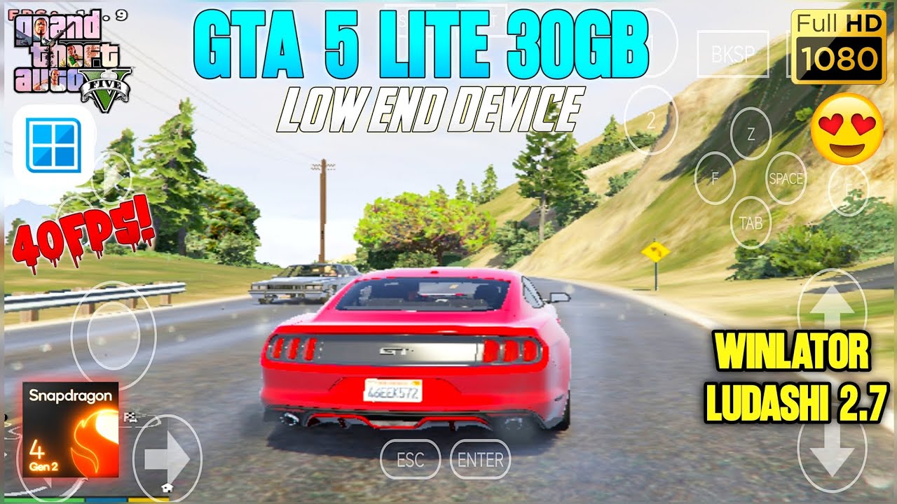 GTA 5 LITE 30GB📱 GAMEPLAY ON Low end device🤯 40fps | Winlator ludashi 2 ...
