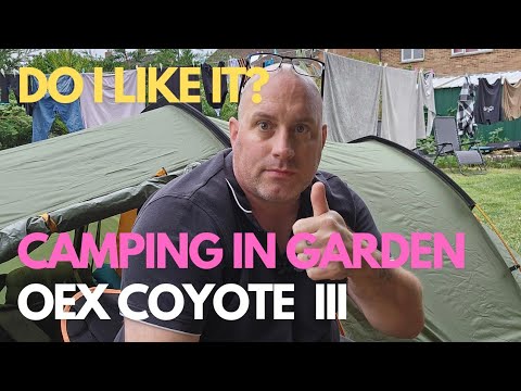 TESTING OUT THE OEX COYOTE 3 TENT. CAMPING IN MY GARDEN - YouTube