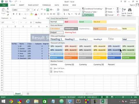 How to create School Result Sheet in MS Excel - YouTube