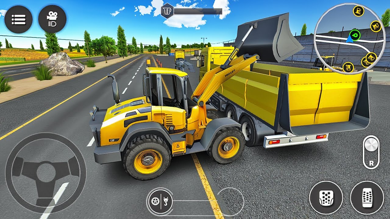 Bulldozer Loading Sand Into Dump Truck - Construction Machines ...