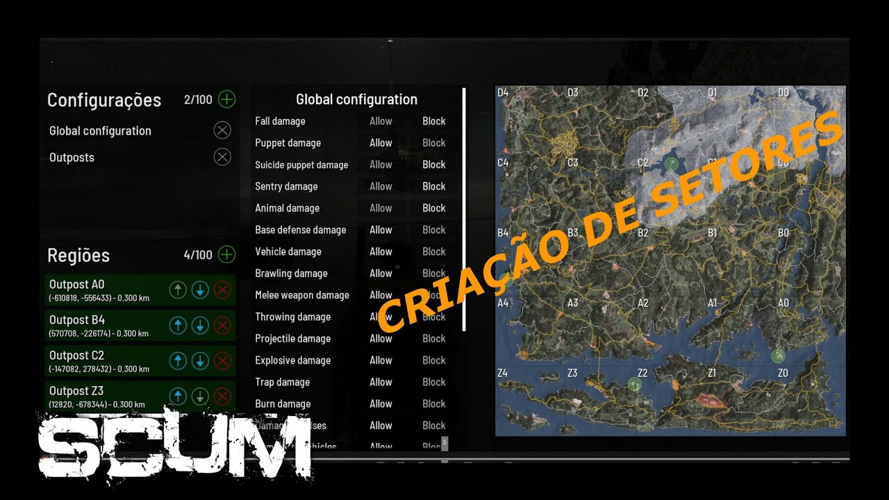 SCUM 0.95 - CONFIGURAÇÃO DE ÁREAS NO MAPA - PVE/PVP - [MAP CONFIG ...