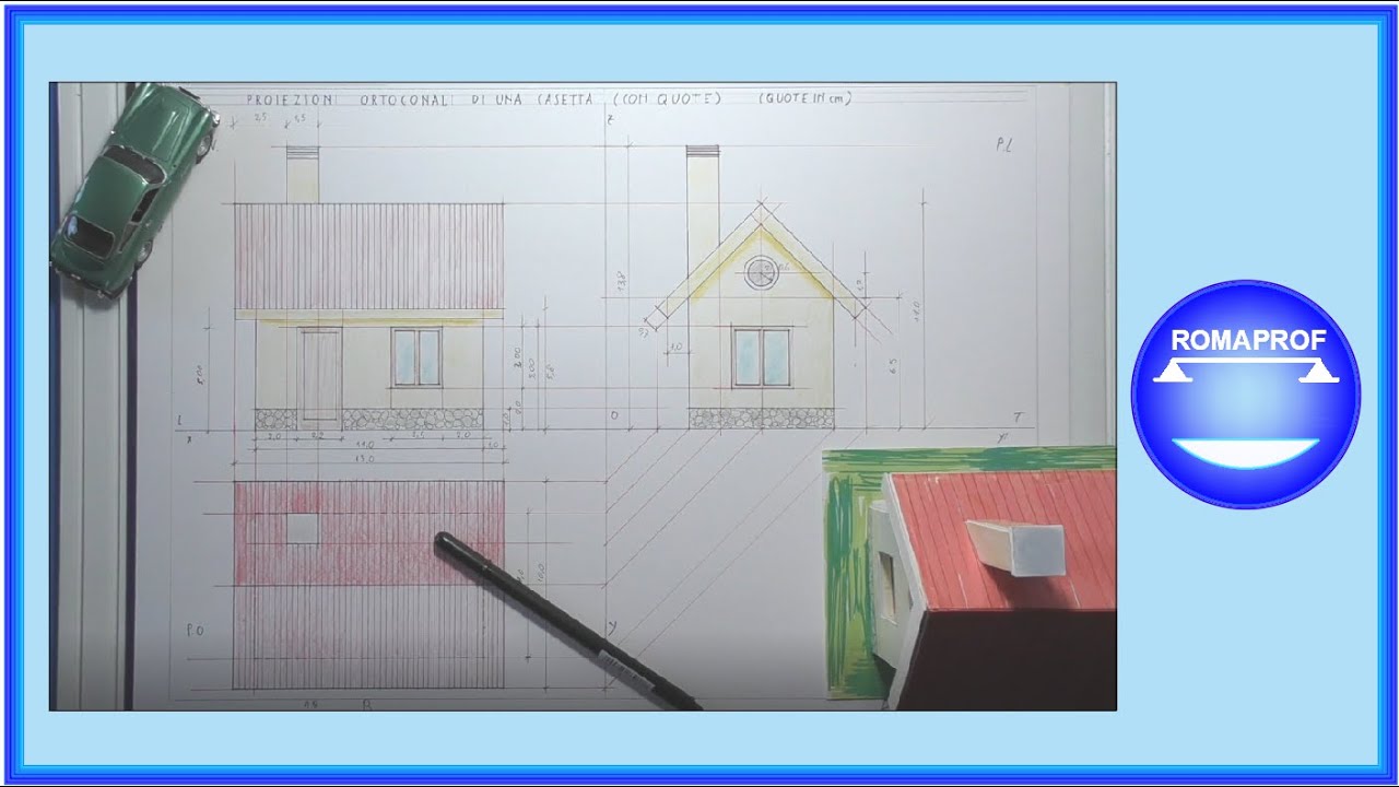 PROIEZIONI ORTOGONALI DEL MODELLINO DI UNA CASETTA - (914) - YouTube