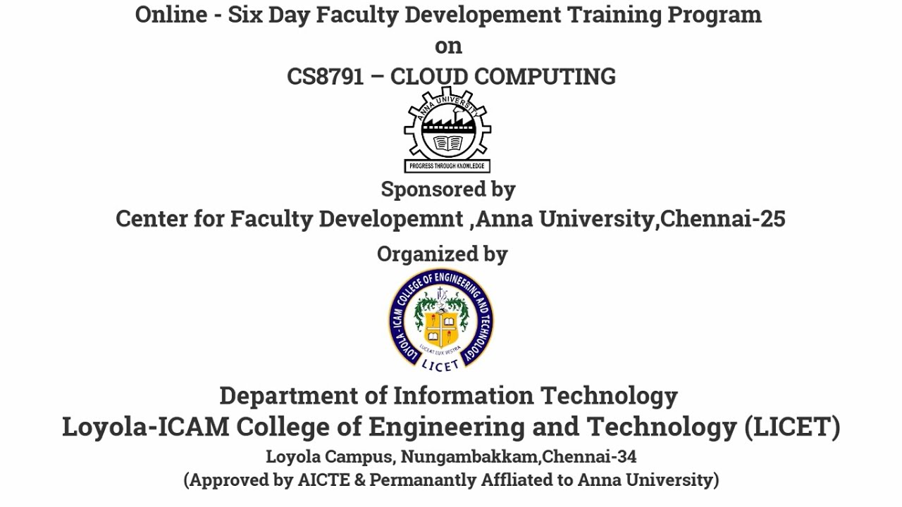 Online - Six Day FDTP on CS8791 (Cloud Computing) - YouTube