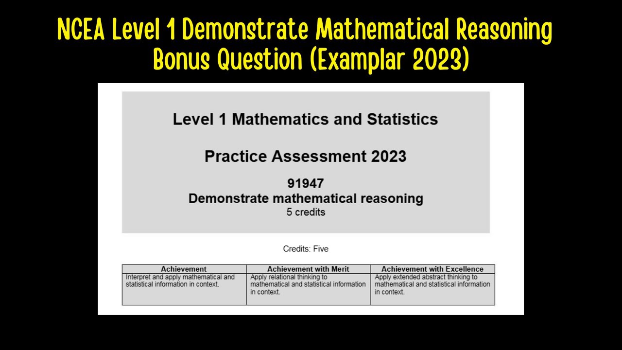NCEA Level 1 - Demonstrate Mathematical Reasoning - Bonus Question ...