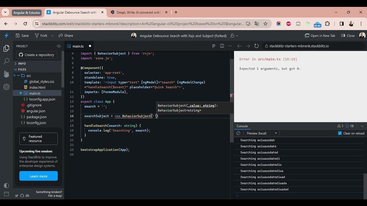 How to create an input search with debounce using Rxjs on Angular - YouTube