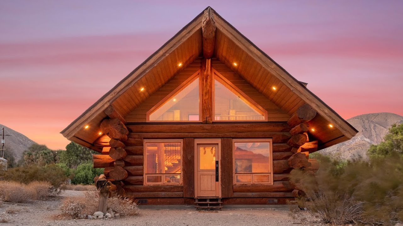 Beautiful A Log Cabin in California Desert | Lovely Tiny House - YouTube
