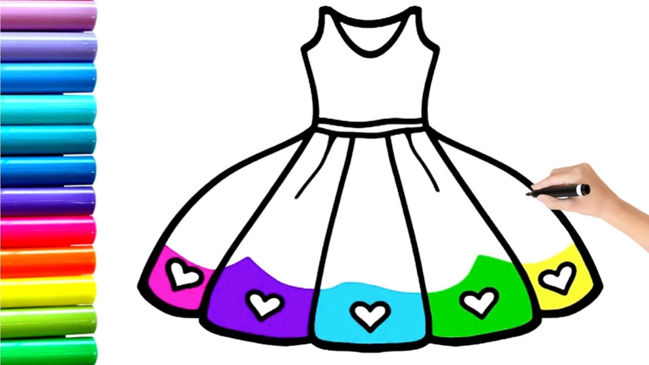 How to Draw cute and easy Dress | Easy Drawing, Painting and Coloring ...
